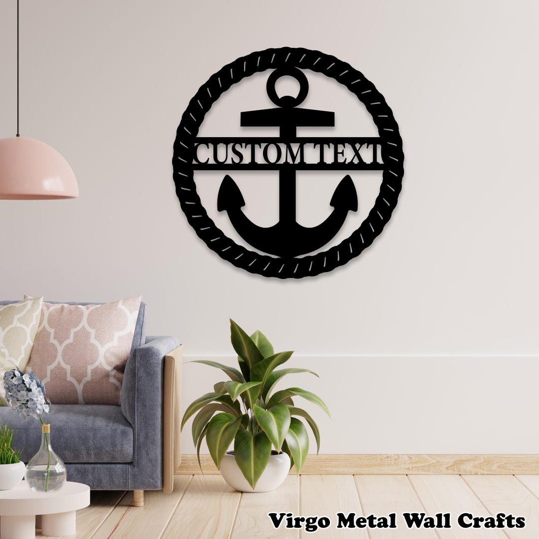 Personalized Metal Anchor Name Sign, Nautical Wall Decor, Custom Anchor ...