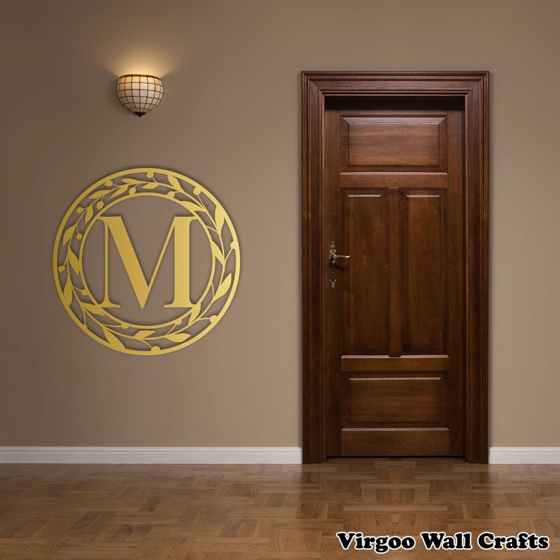 Metal Circle Letter Monogram With Vines, Couples Gift, Personalized ...