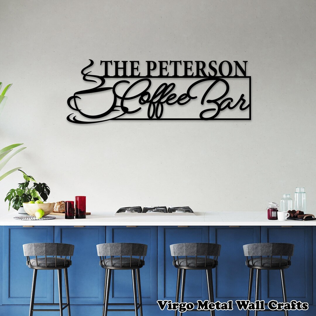 Custom Metal Coffee Bar Sign: Personalized Coffee Station Decor - Etsy