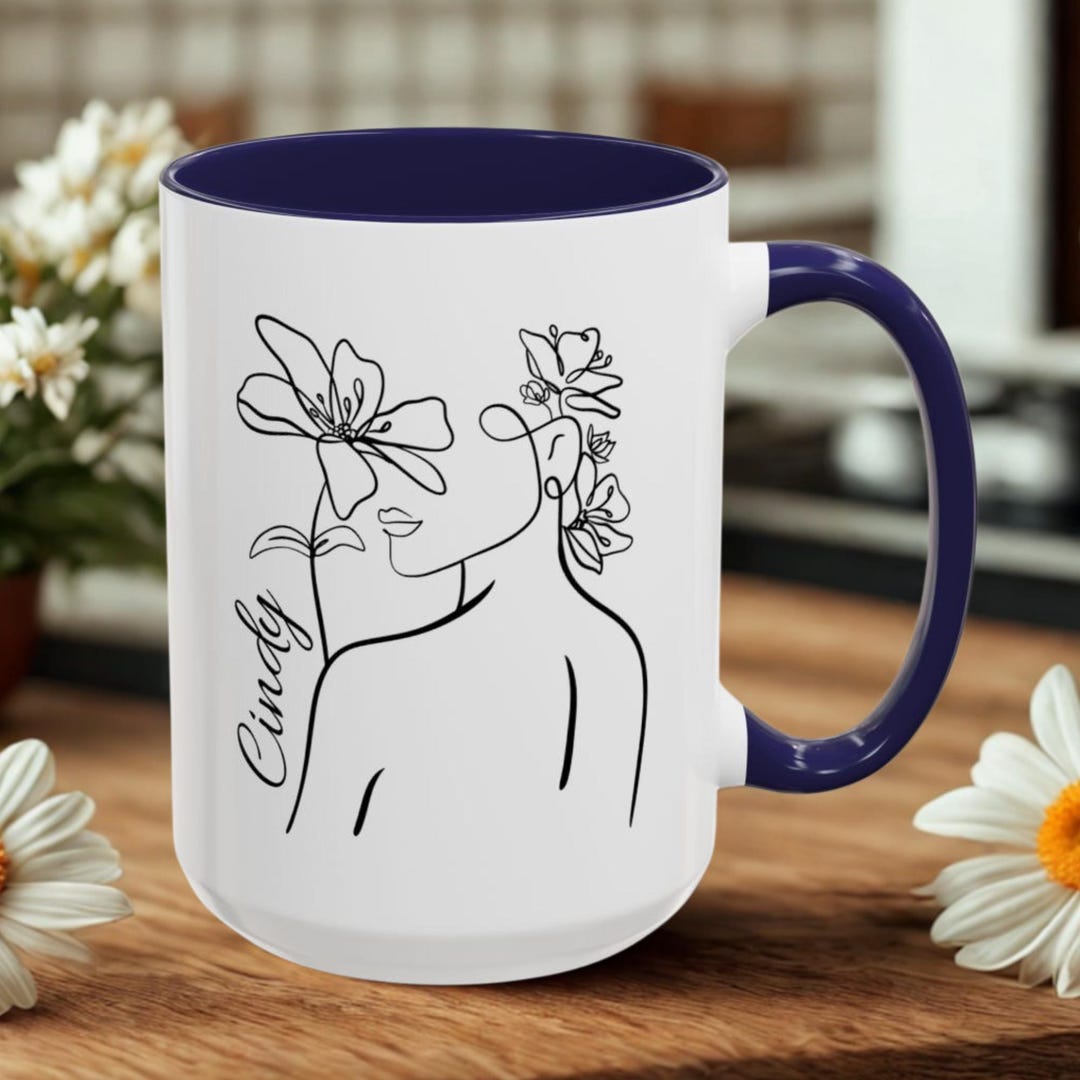 Personalized Silhouette Coffee Mug: Custom Name Ceramic Tea Cup - Etsy
