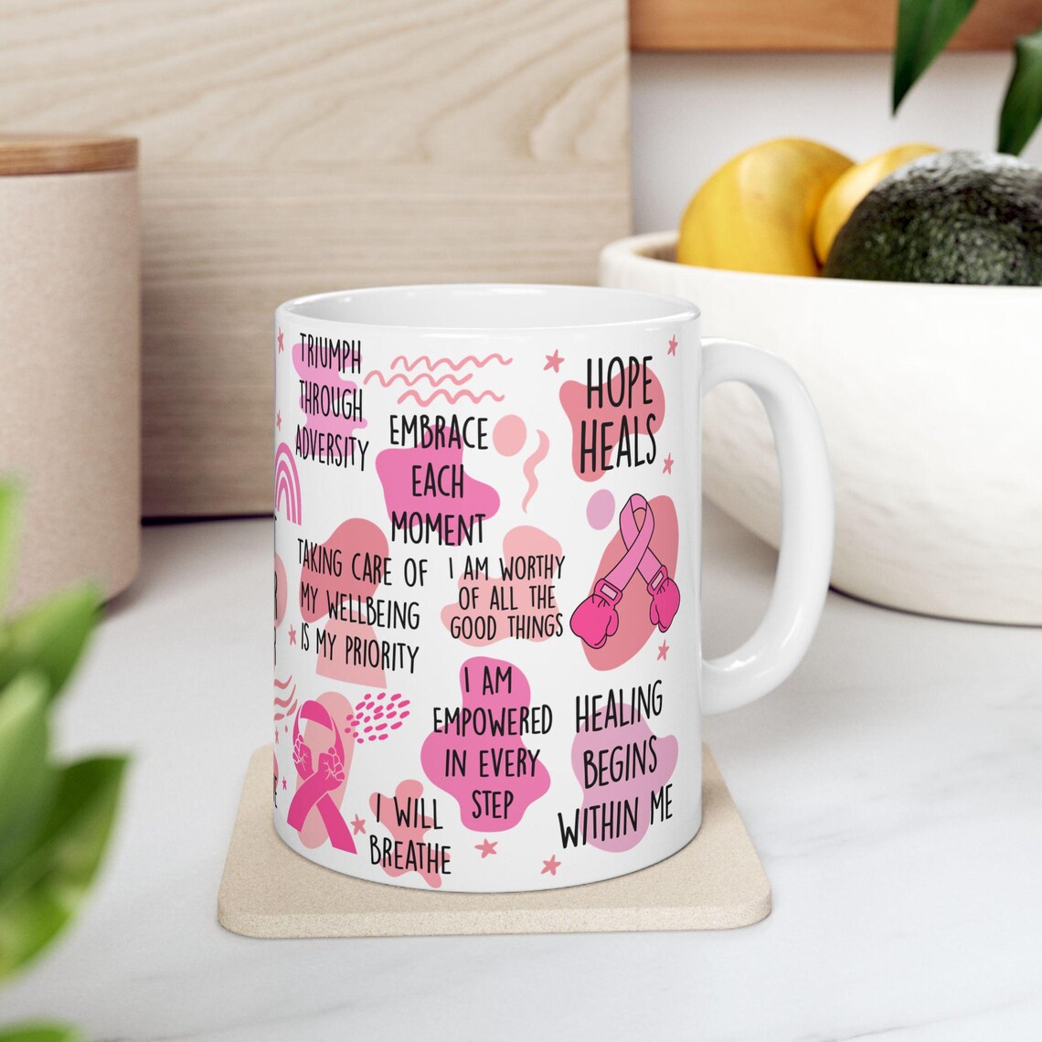 Breast Cancer Warrior Mug: Inspirational Pink Ribbon Coffee Cup - Etsy