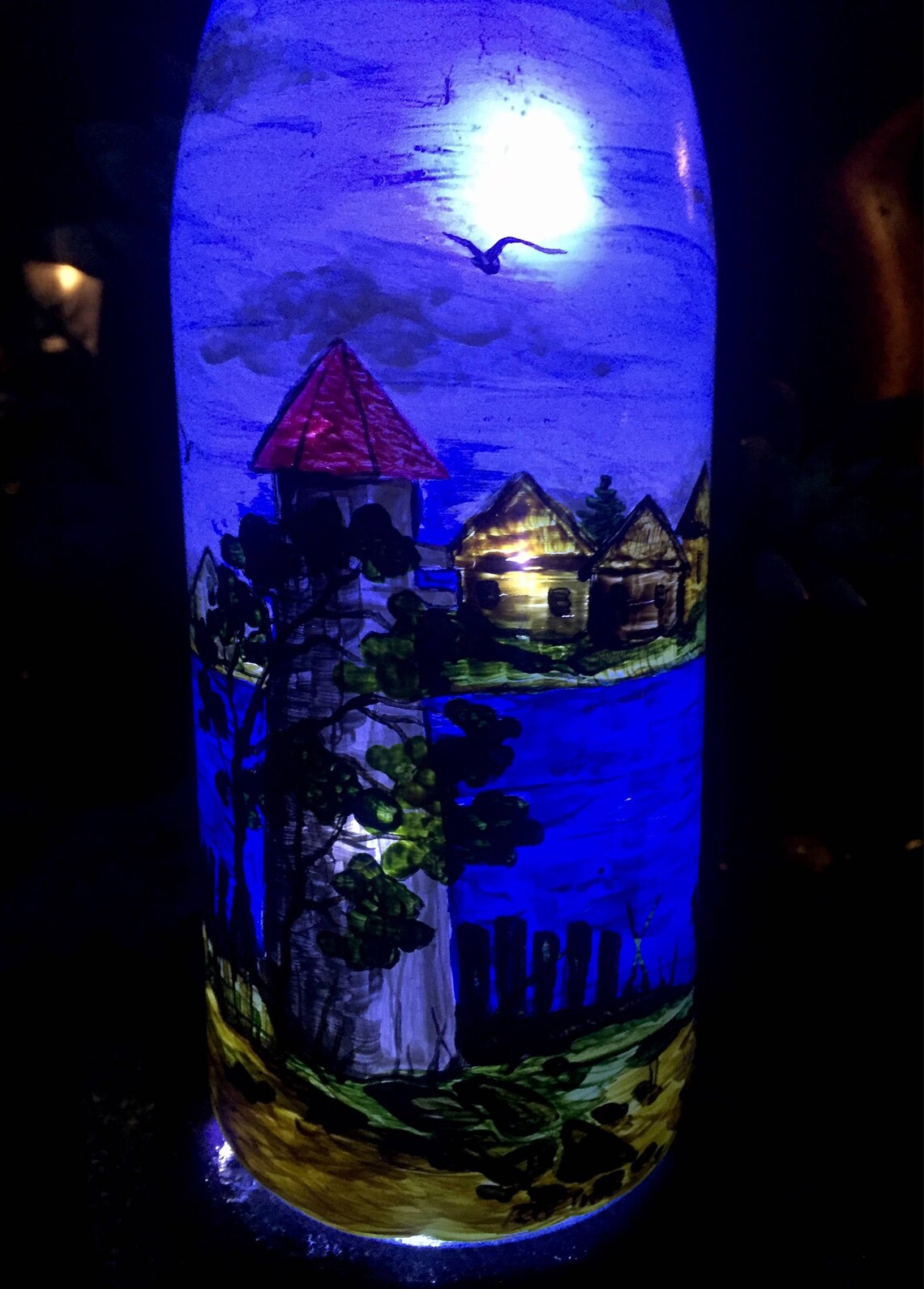 Lighted Wine Bottle. Table Centerpiece. Gift for Her. Gift for Him ...