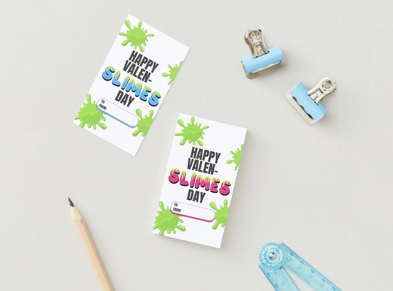 Slime Valentine's Day Cards, Printable Valentine's for Kids, Valentine ...