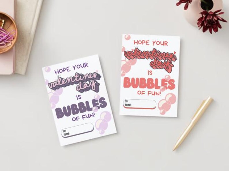 Bubble Valentine's Day Cards, Printable Valentine's for Kids, Valentine ...