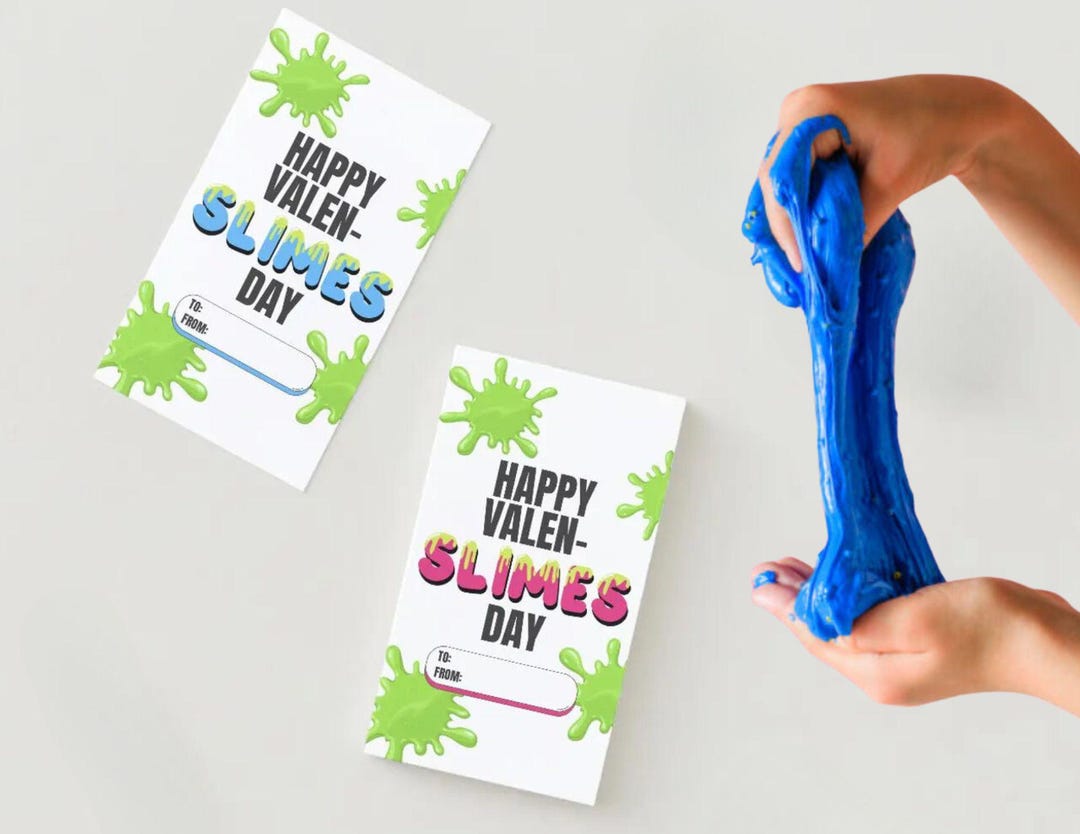 Slime Valentine's Day Cards, Printable Valentine's for Kids, Valentine ...