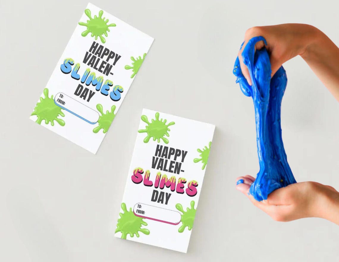 Slime Valentine's Day Cards, Printable Valentine's for Kids, Valentine ...