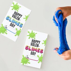 Slime Valentine's Day Cards, Printable Valentine's for Kids, Valentine ...