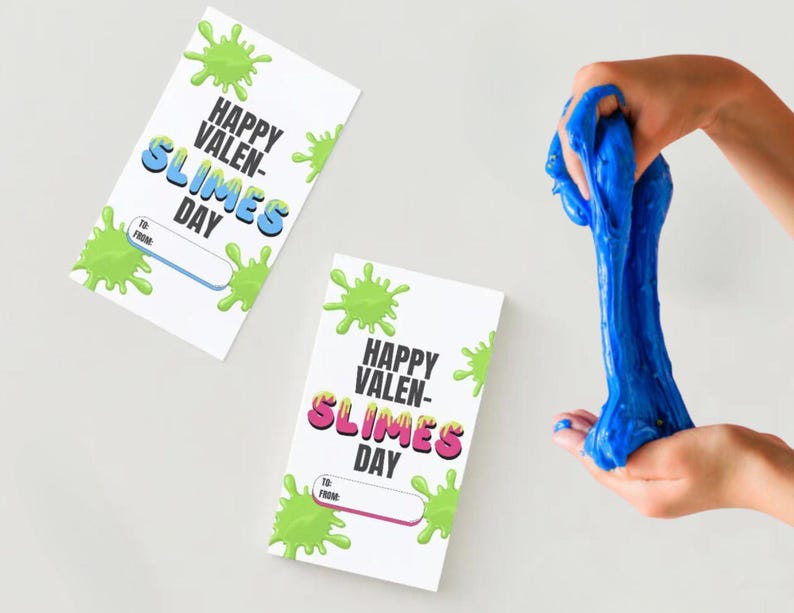Slime Valentine's Day Cards, Printable Valentine's for Kids, Valentine ...