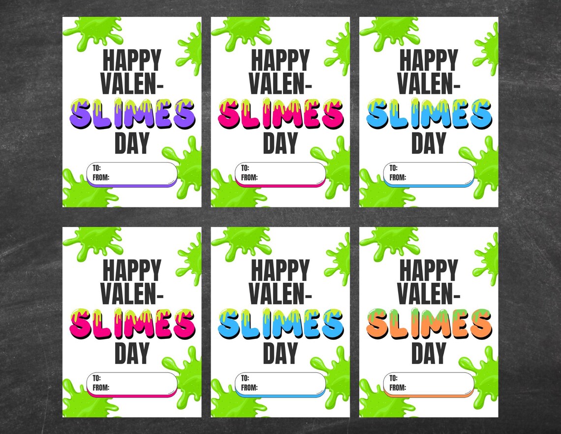 Slime Valentine's Day Cards, Printable Valentine's for Kids, Valentine ...