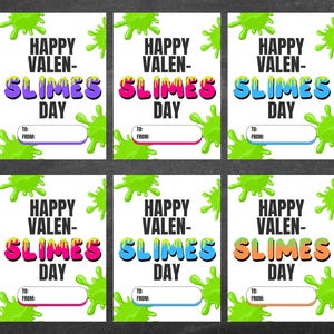 Slime Valentine's Day Cards, Printable Valentine's for Kids, Valentine ...