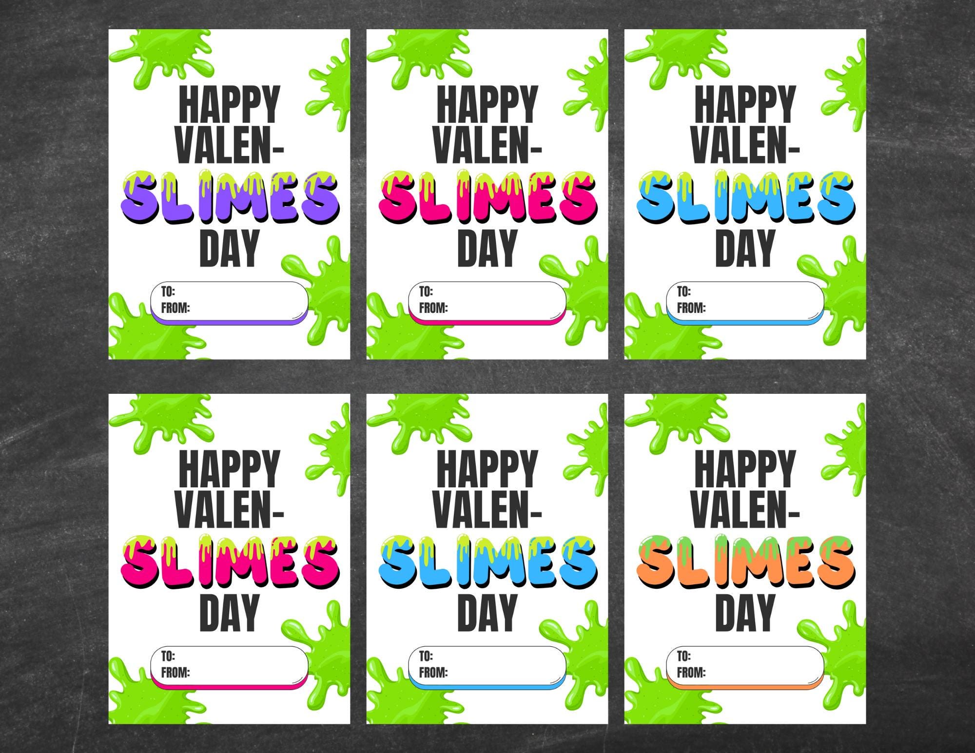 Slime Valentine's Day Cards, Printable Valentine's for Kids, Valentine ...