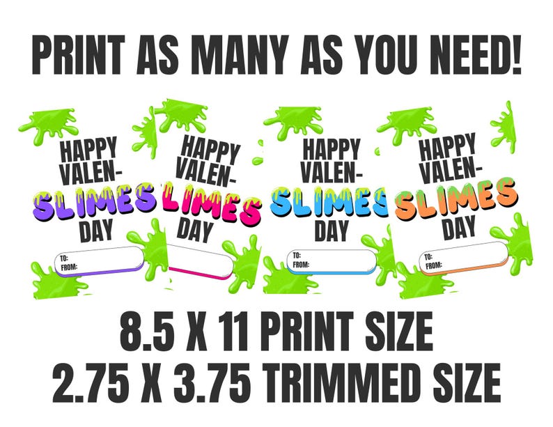 Slime Valentine's Day Cards, Printable Valentine's for Kids, Valentine ...