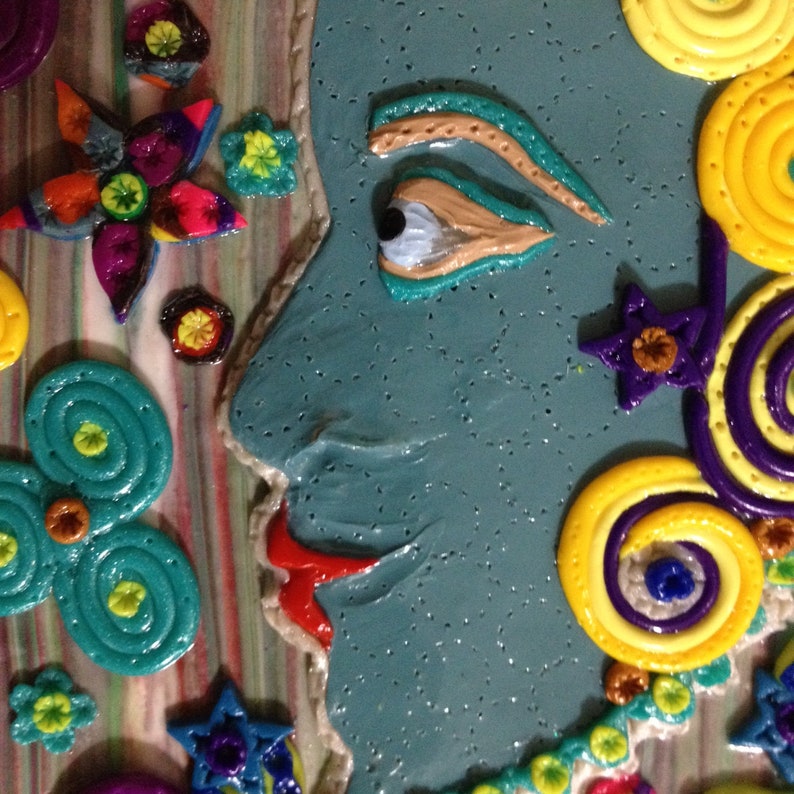 Gemini Zodiac Twins Mosaic Relief Sculpture Waxing Moons | Etsy