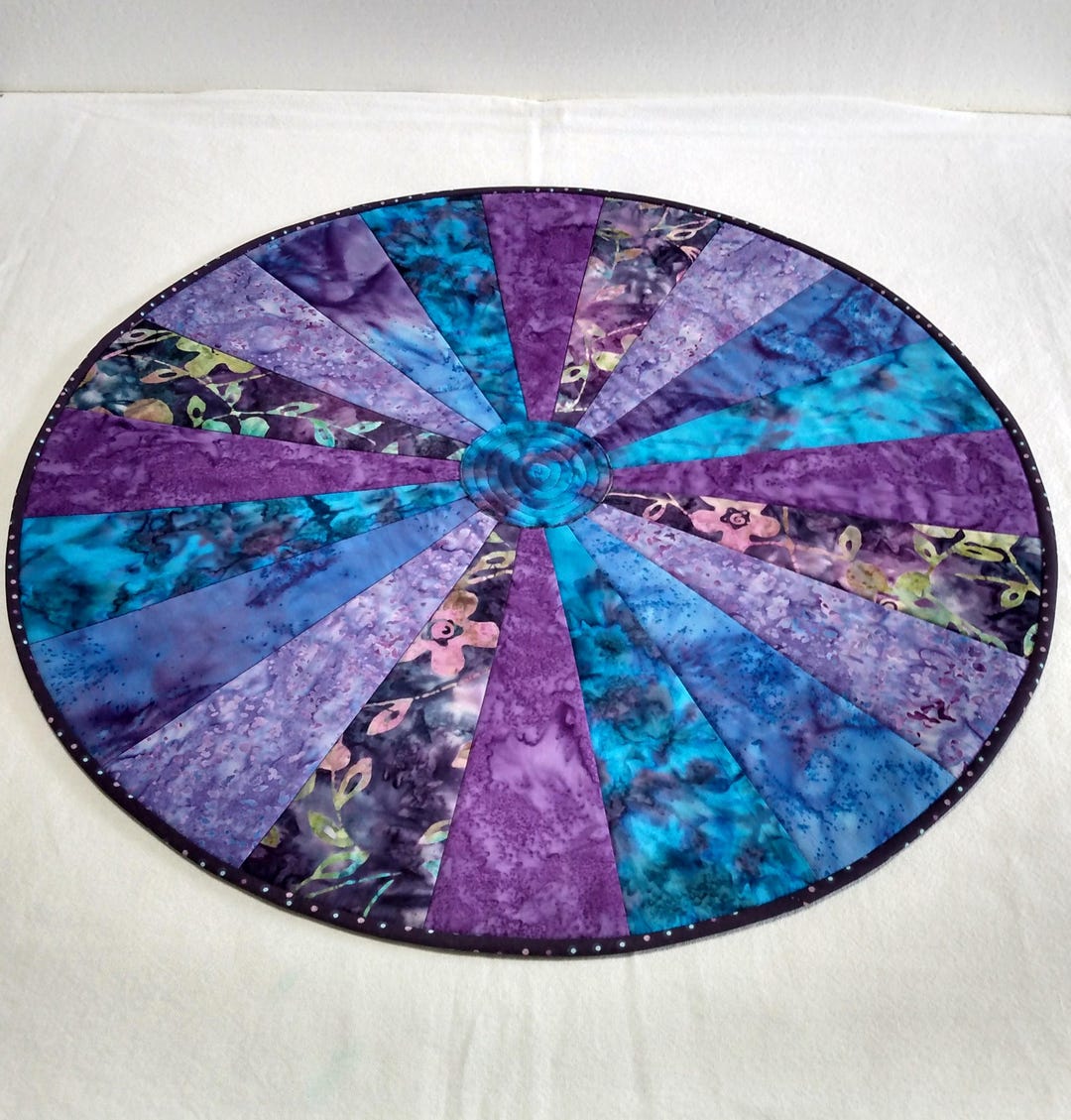Round Table Topper 23" Patchwork Dresden Pinwheel Purple Batiks Hues Doily Mat Runner - Etsy