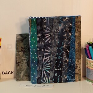 Deep Blue Hues Batiks Fabric Composition Notebook Cover Crazy Quilt ...
