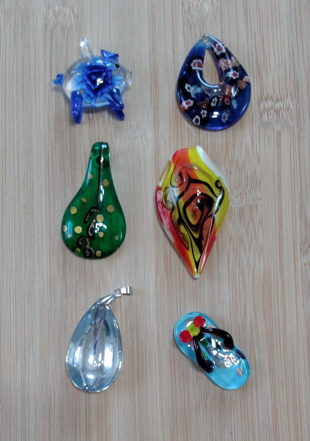 Six Glass Pendants Flip Flop Pig Millefiori Jewelry Findings - Etsy