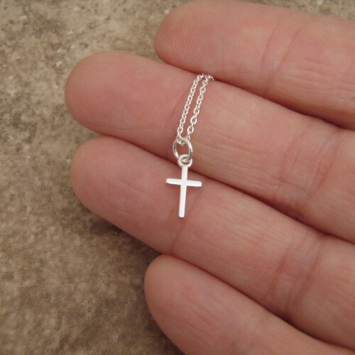 Small Sterling Silver Cross Necklace Plain Sterling Silver | Etsy