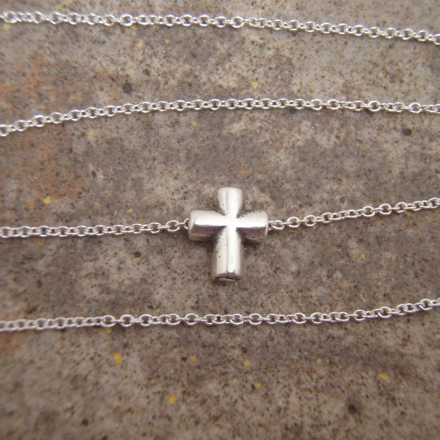 Tiny silver cross necklace Simple cross necklace Small | Etsy
