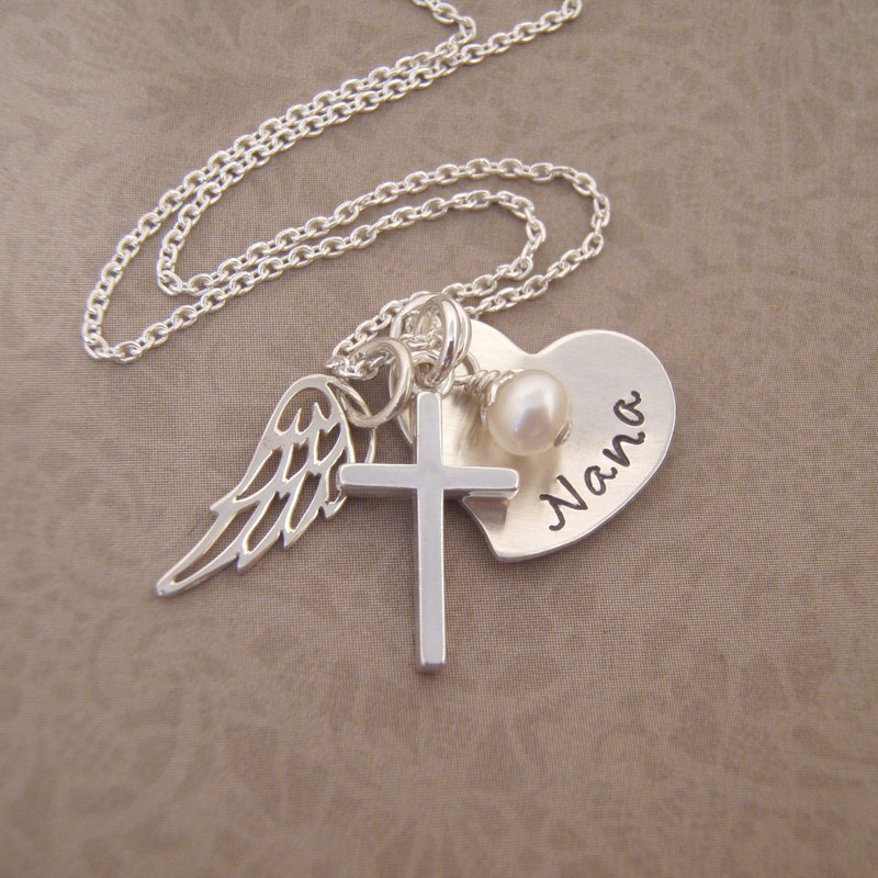 Personalized Heart Angel Wing Necklace - Etsy