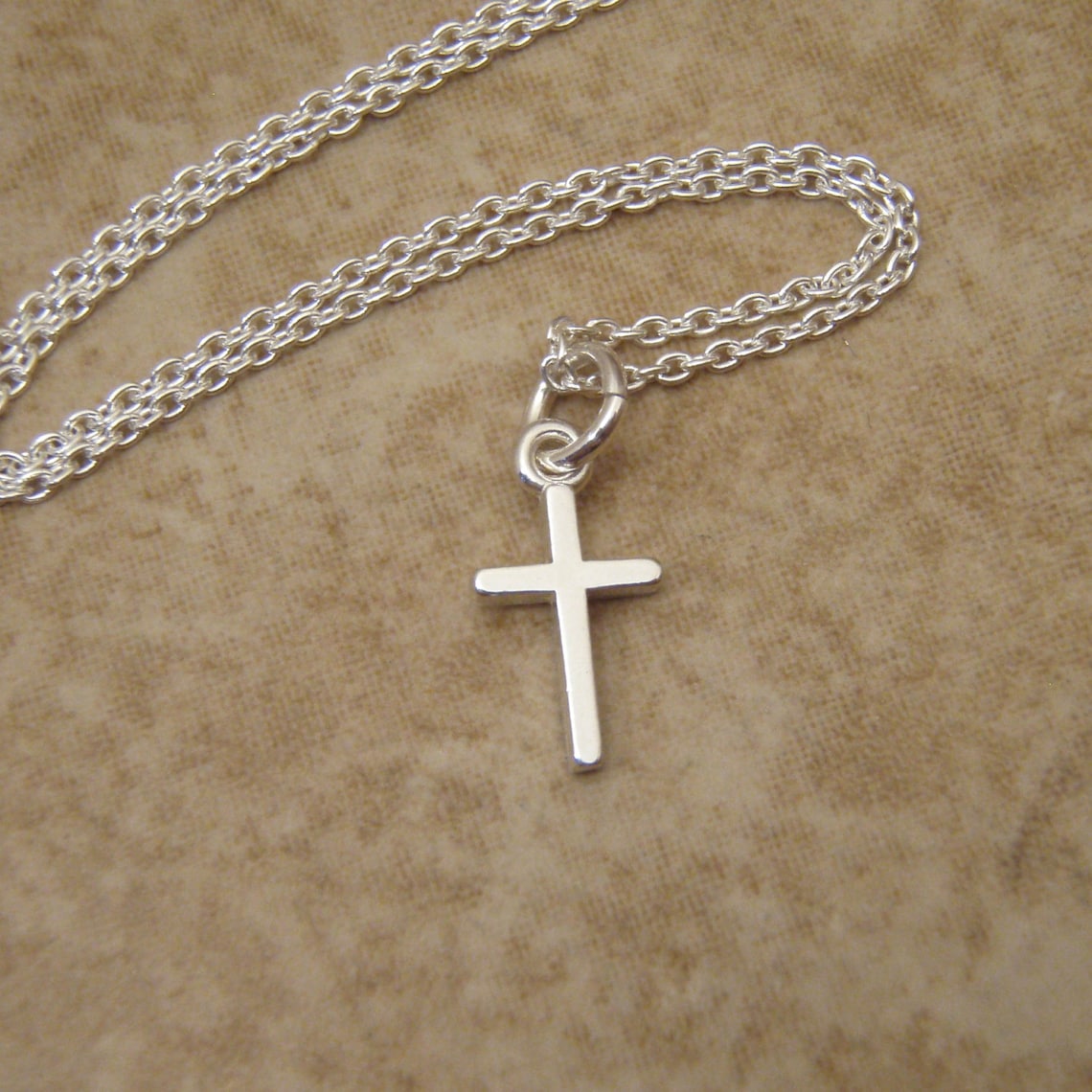 Tiny Silver Cross Necklace - Simple Sterling Silver Pendant - Dainty ...