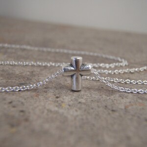 Tiny silver cross necklace Simple cross necklace Small | Etsy