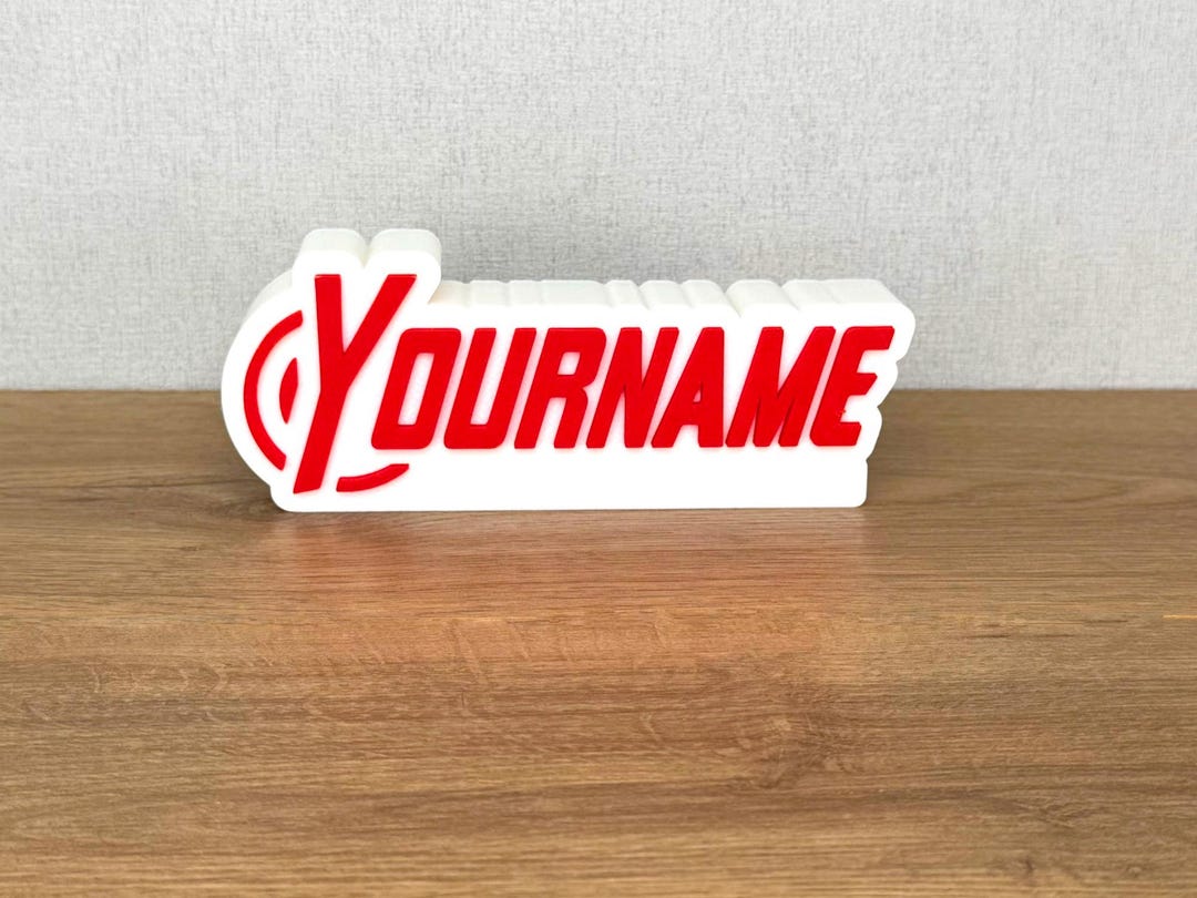 Personalised Superhero Name Sign Custom 3D Desk Name Stand Freestanding ...
