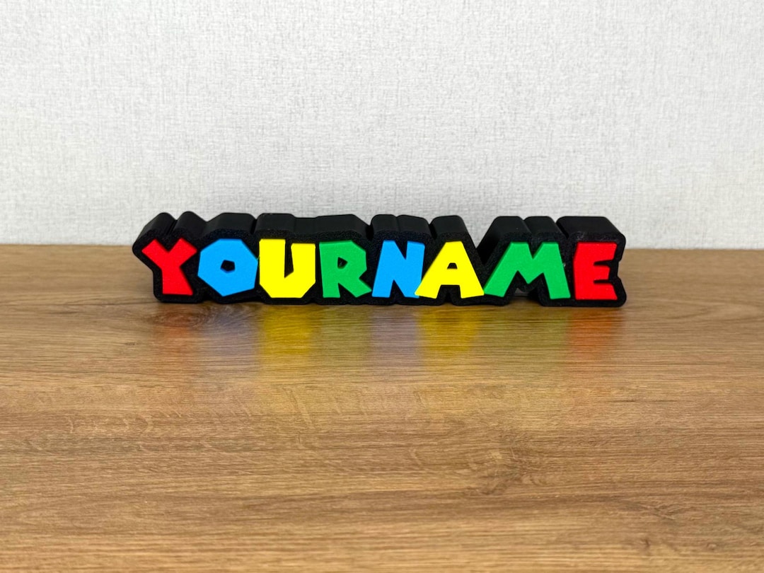 Personalised Gamer Name Sign – Custom Desk Name Stand in Retro Plumber ...