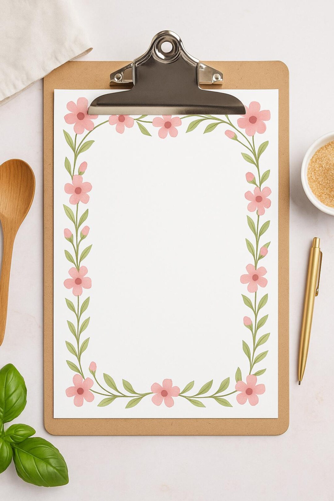 Pink Floral Recipe Card Template | 4x6 Printable Recipe Cards | Instant ...