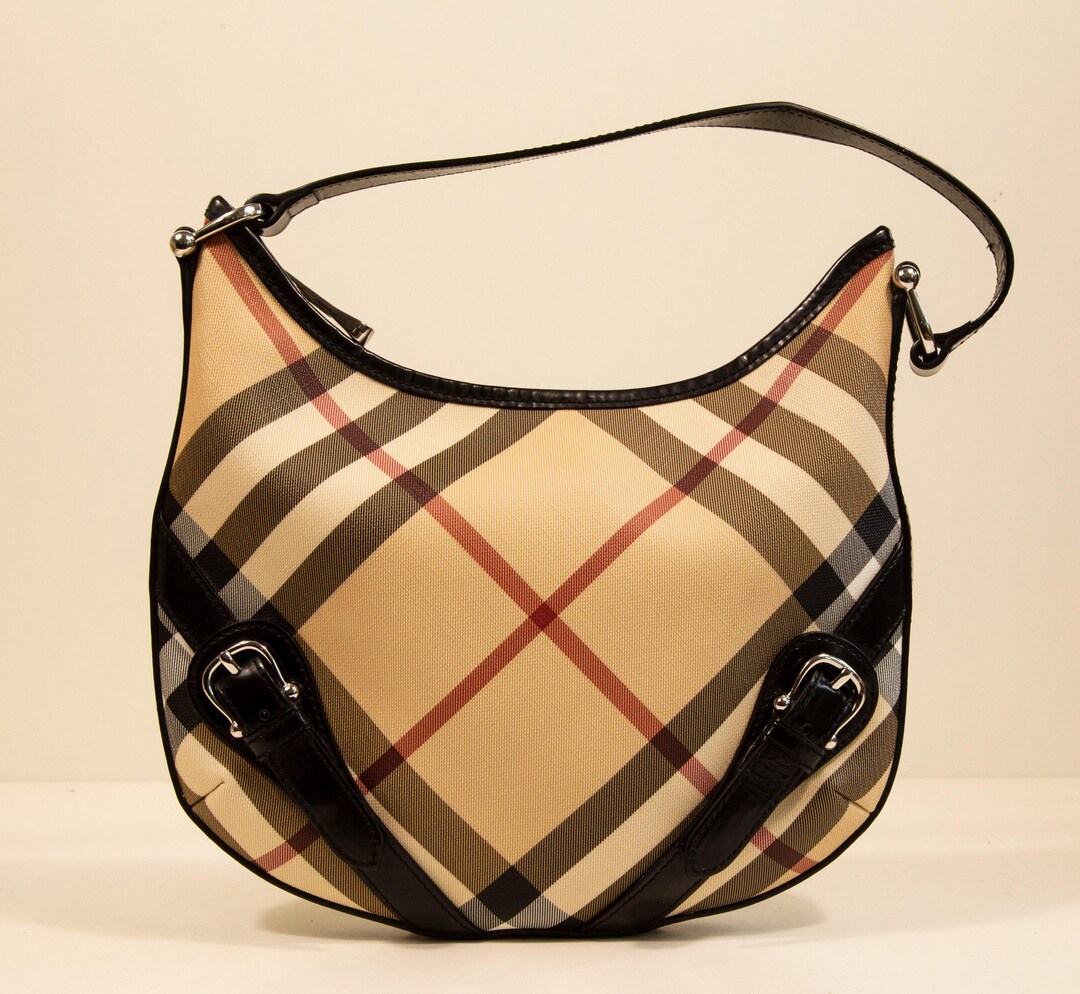 Burberry Hobo Bag in Nova Check Vinyl Coated Canvas With Black Leather ...