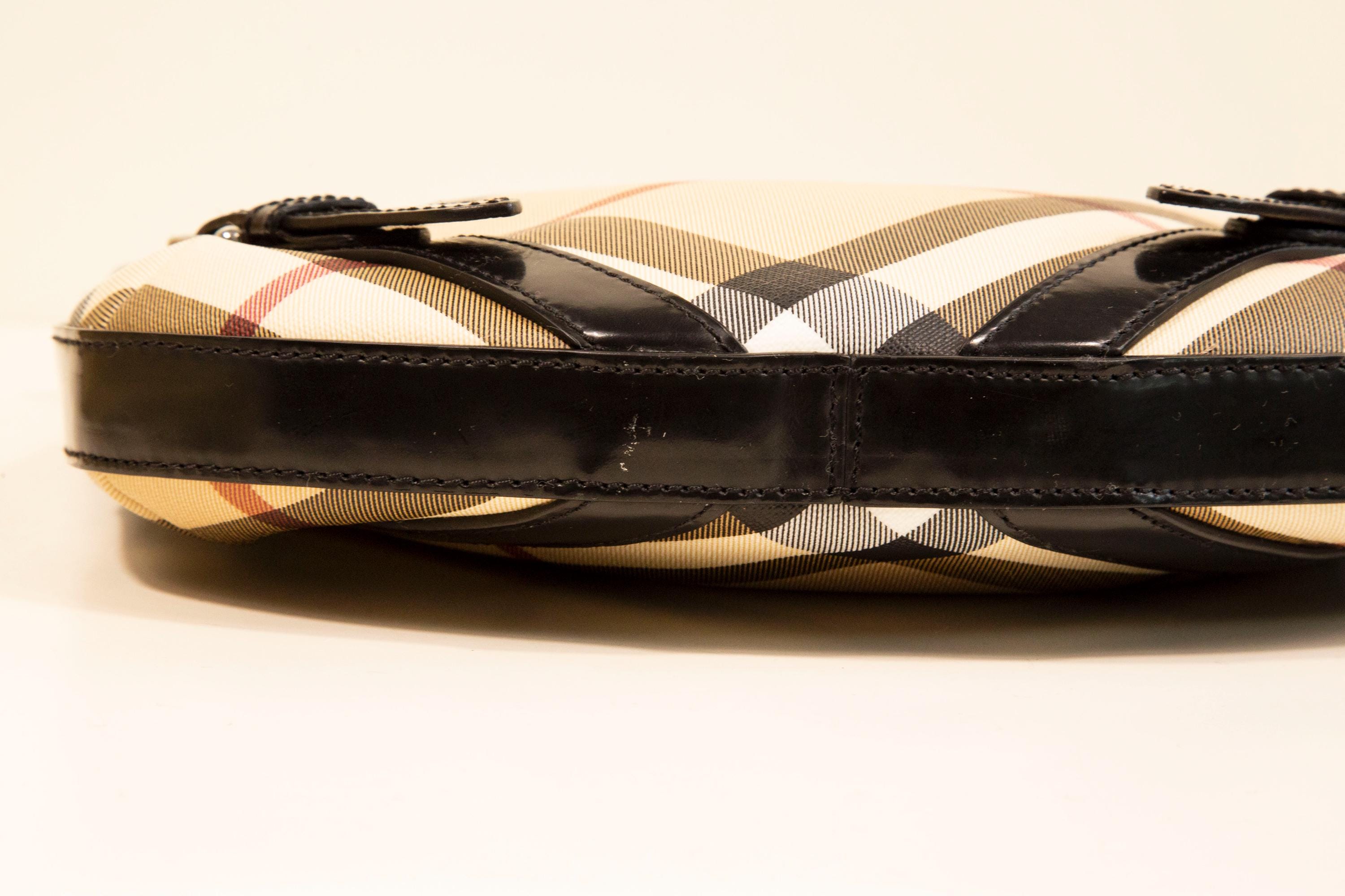 Burberry Hobo Bag in Nova Check Vinyl Coated Canvas With Black Leather ...