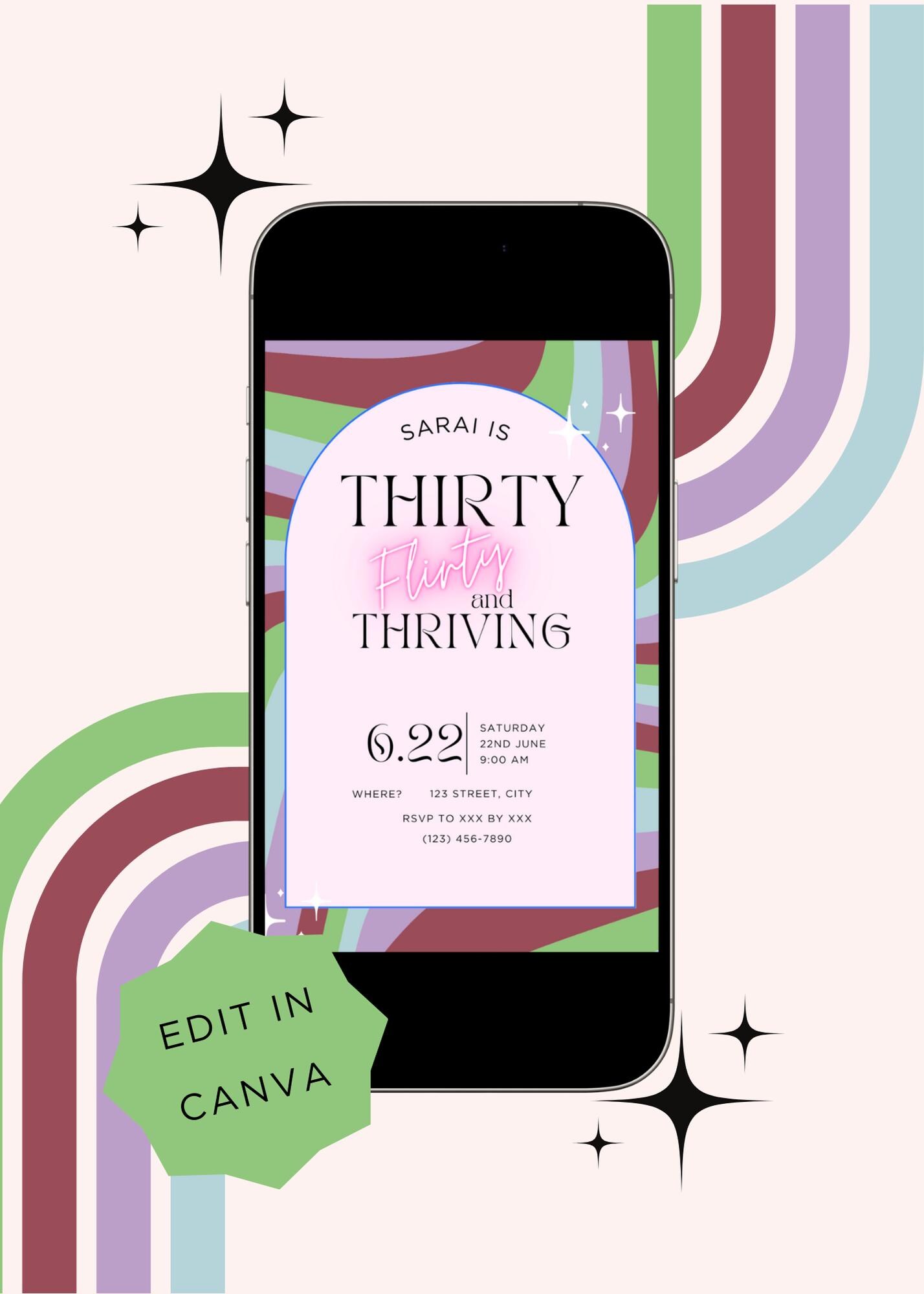 Thirty Flirty and Thriving Invitation Template [DIGITAL TEMPLATE] 30th ...