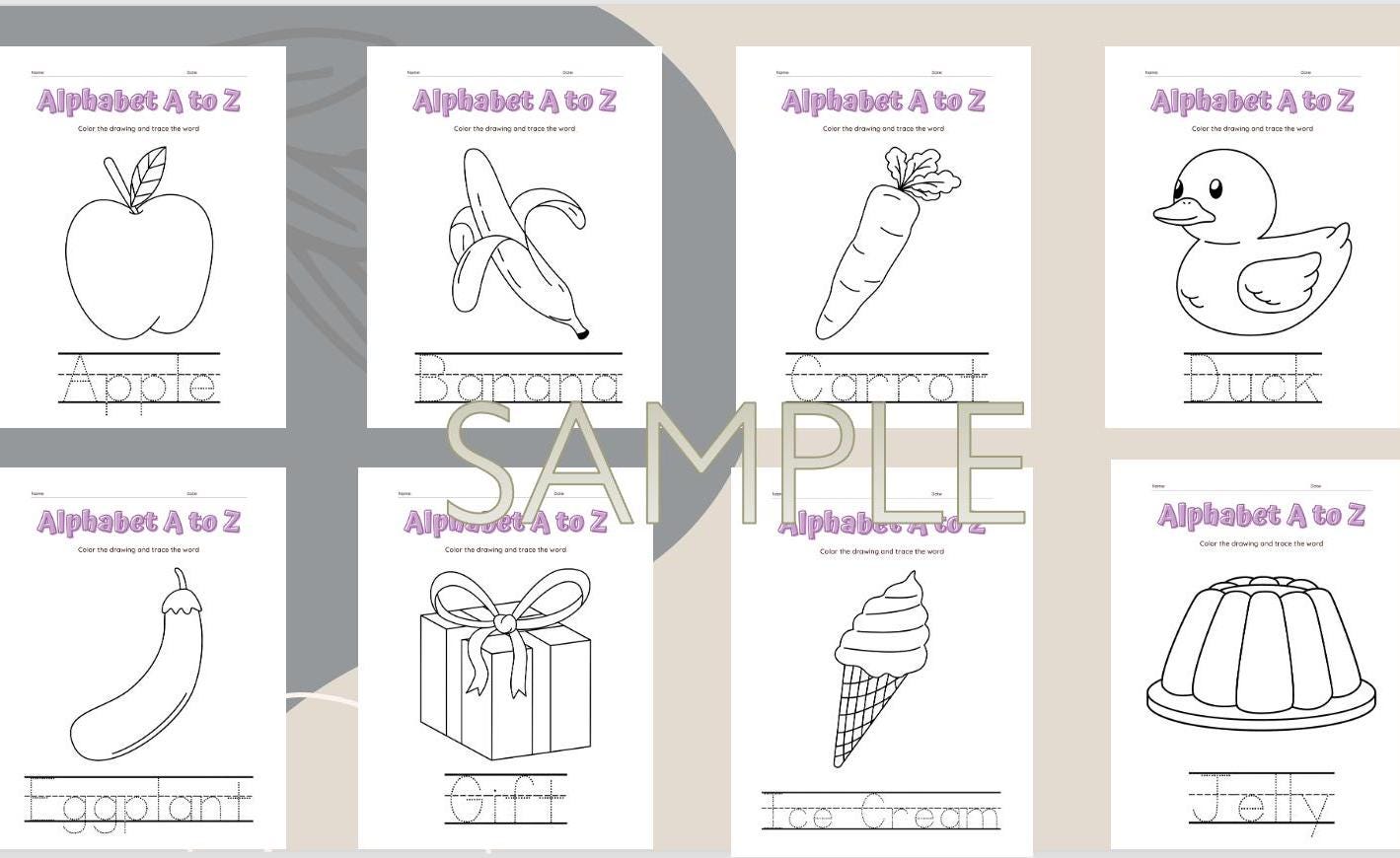 26 Printable Alphabet Tracing Preschool Worksheets | Alphabet A - Z - Etsy
