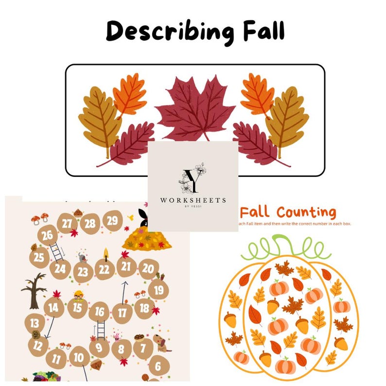 Worksheets of Adding (2) Fall Edition - Etsy