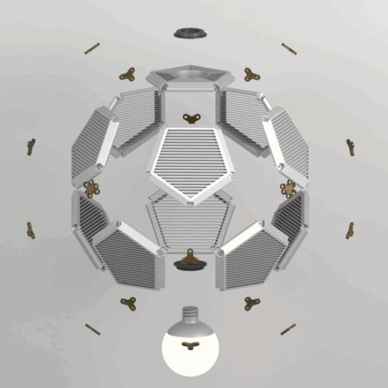 Slatted Dodecahedron Lamp Shade, Lighting, Lamp, Hanging Light, - Etsy