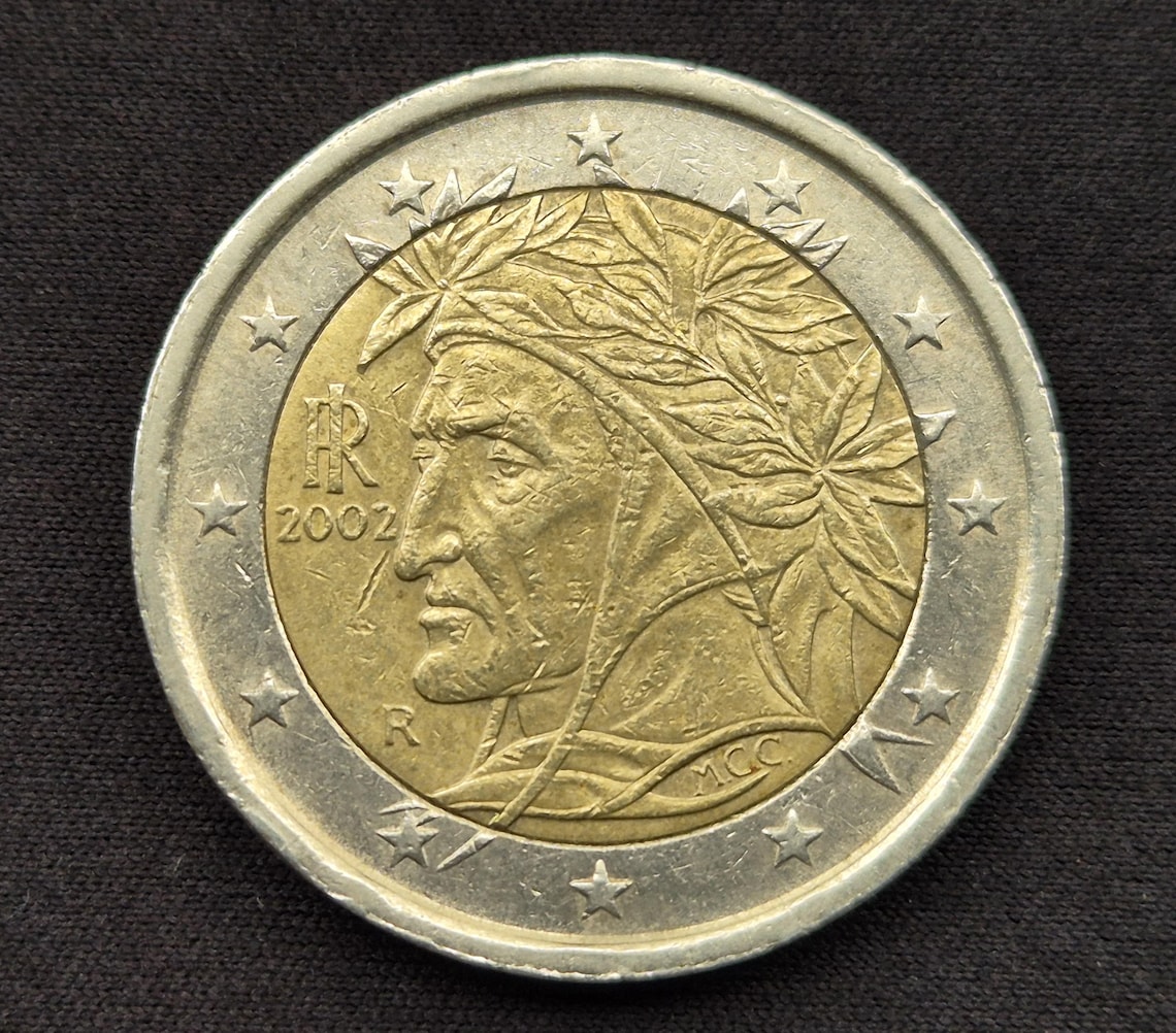 Rare 2 Euro Coin Italy 2002 Dante Alighieri - Etsy