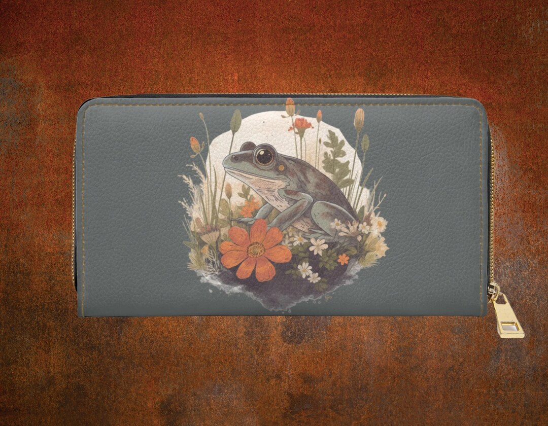 Frog Purse Long Zipper Wallet - Cute & Functional Cottage Core Print ...