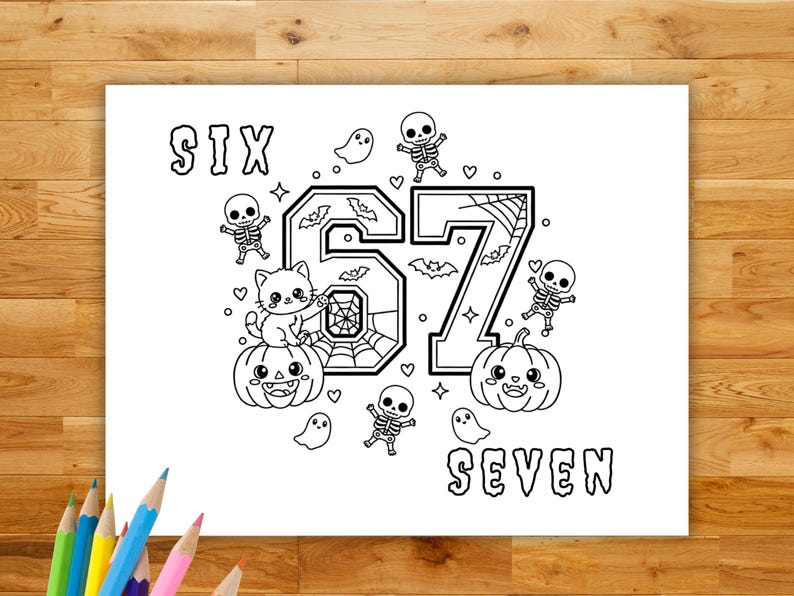 6-7 Halloween Coloring Sheet, Six Seven Meme, Halloween Coloring Pages ...