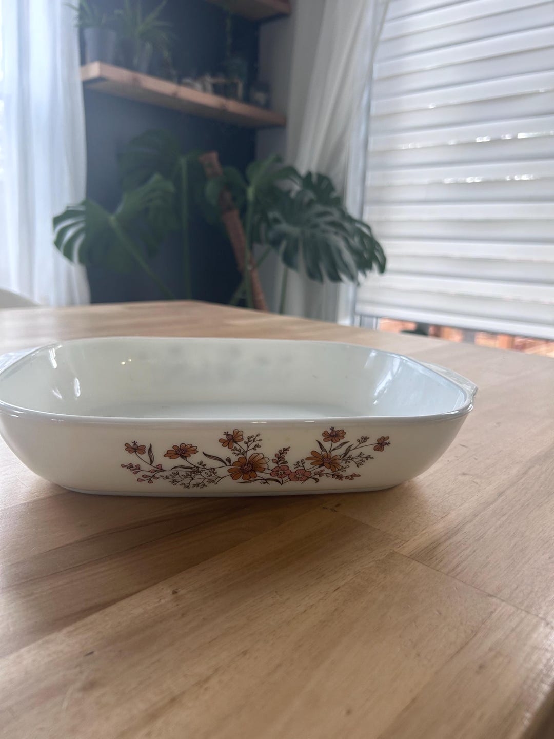 Vintage Pyrex White Made in England Country Woodland Oblong Casserole ...