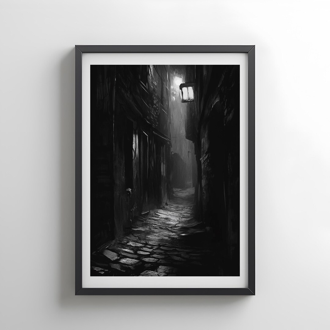 Gothic Alleyway Art Print: Moody Dark Urban Scene - Etsy