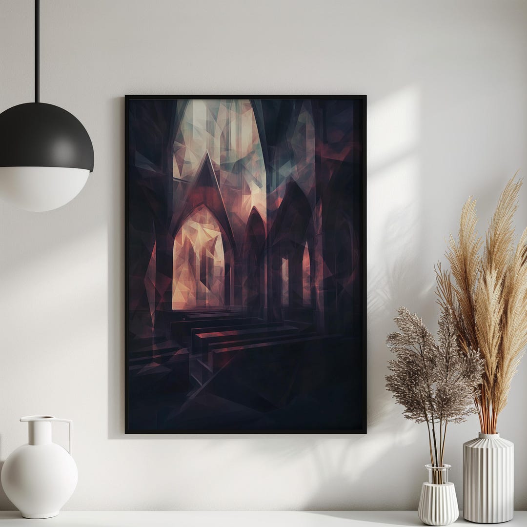 Low Poly Gothic Cathedral - Abstract Geometric Art Print, Modern ...