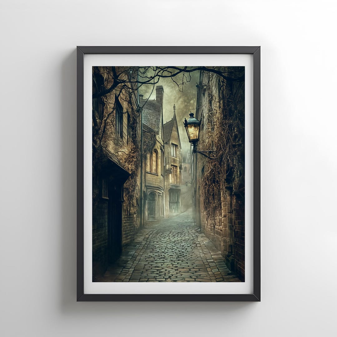 Mysterious Gothic Alleyway Dark Haunted Street Art Print, Eerie ...