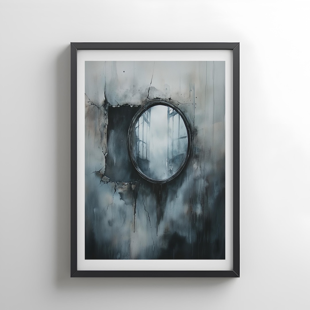 Haunting Broken Mirror Dark Watercolour Art Print, Chilling Wall Decor ...