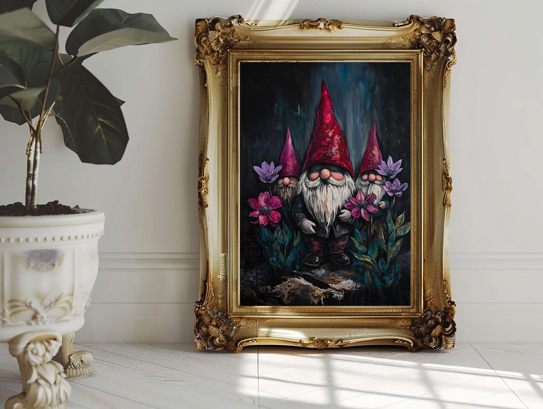 Whimsical Gothic Gnomes Dark Fantasy Art Print, Enchanting and Moody ...