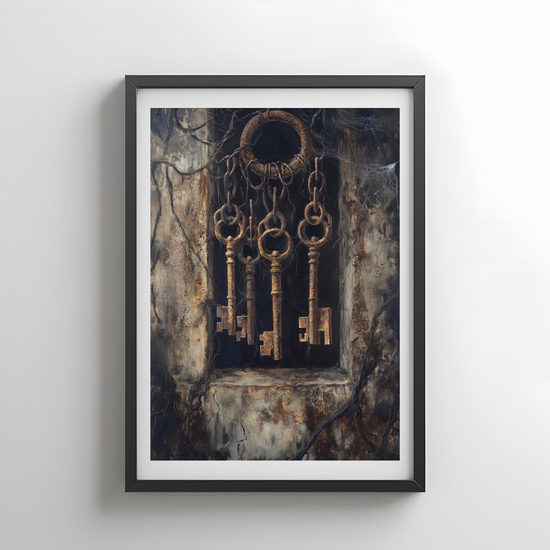 Rusted Gothic Keys Dark Art Print, Haunted Key Collection, Macabre Wall ...
