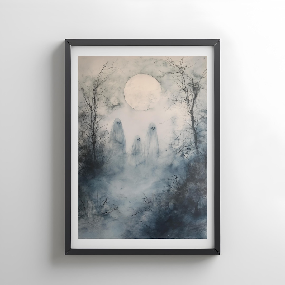 Phantom Figures Under Moonlight - Gothic Watercolour Art Print, Ghostly ...