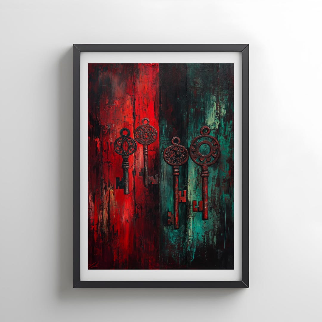 Rusted Gothic Keys Dark Art Print, Vintage Key Decor, Macabre Wall Art ...