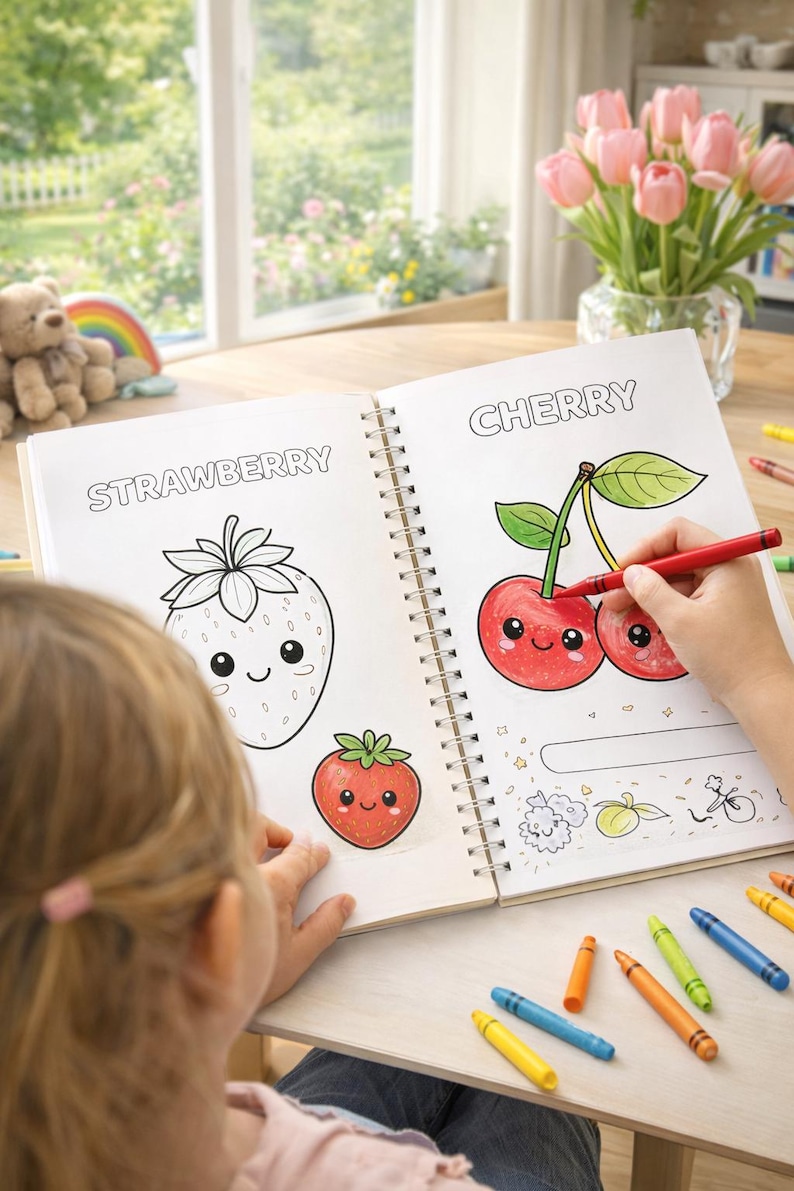 Kawaii Fruit Coloring Book for Kids| Printable Pages | Instant Download ...