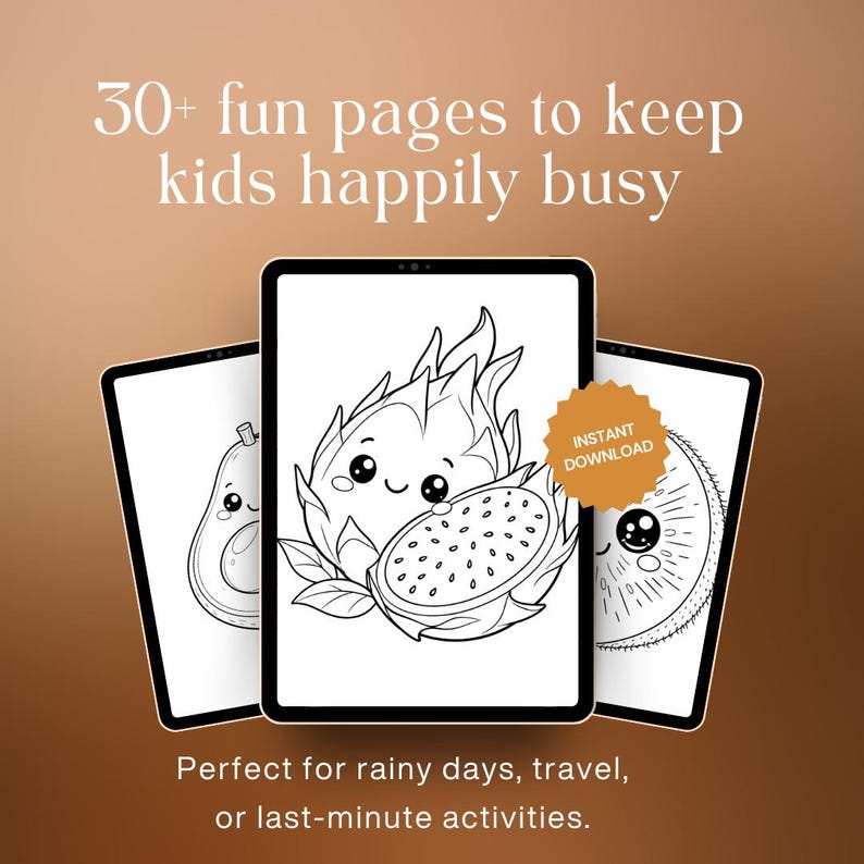 Kawaii Fruit Coloring Book for Kids| Printable Pages | Instant Download ...