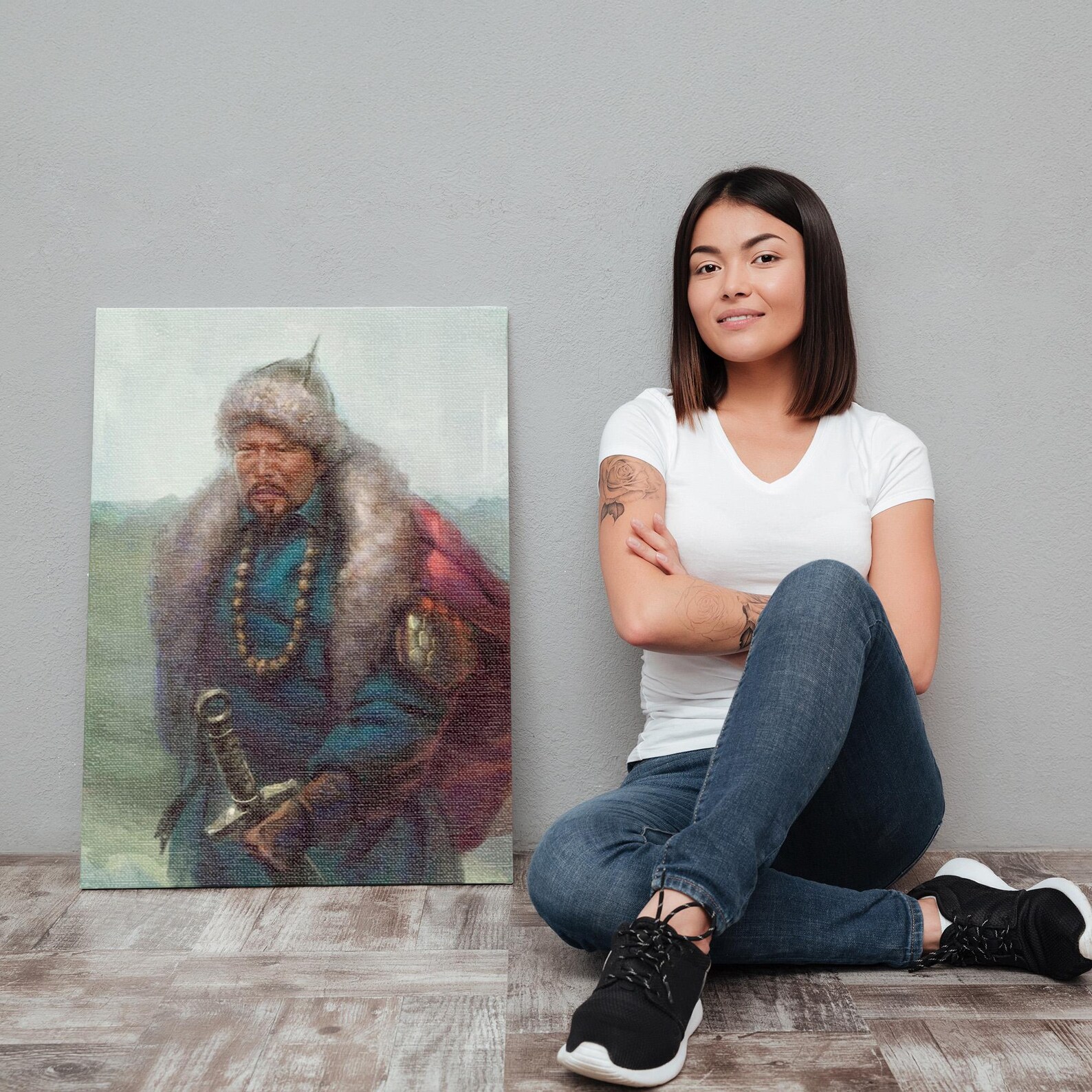Genghis Khan Mongol Army Commander Oil Painting Decorative Canvas Print ...