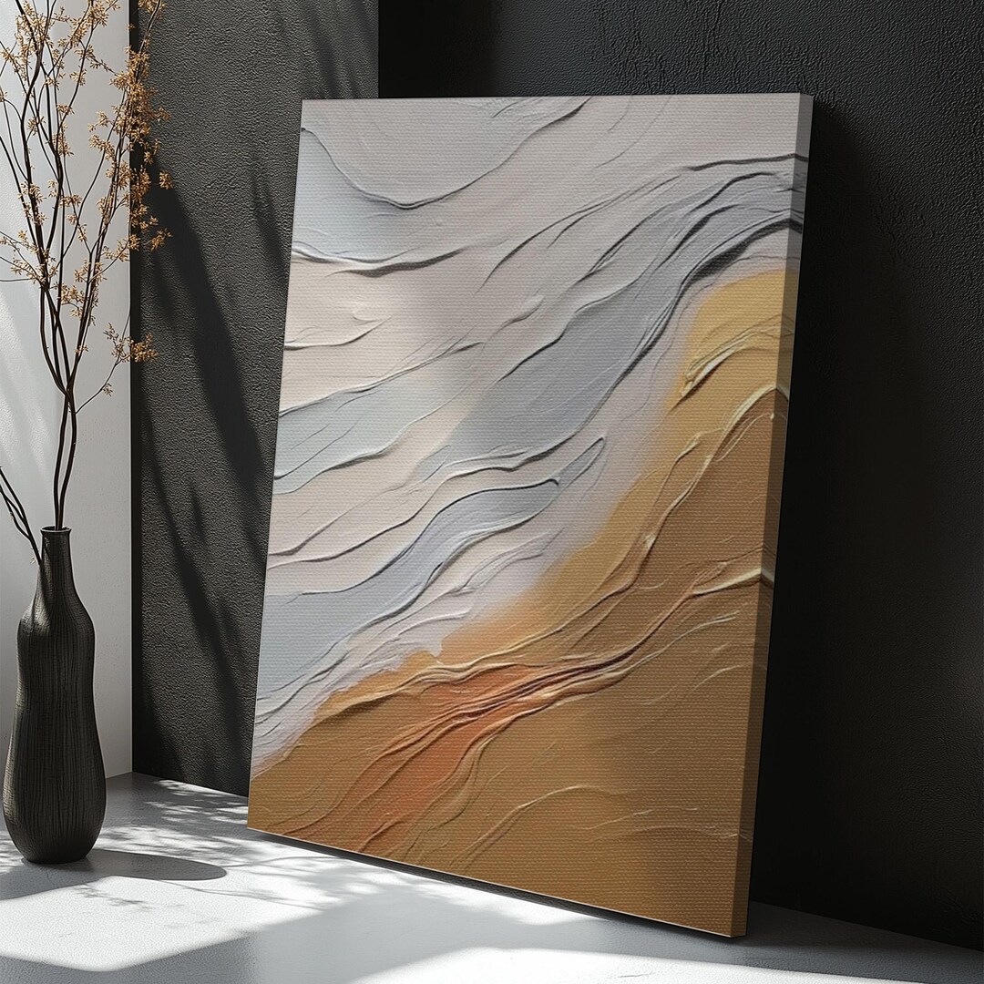 Yellow and Cream Toned Oil-painting Style Canvas Painting, Framed ...